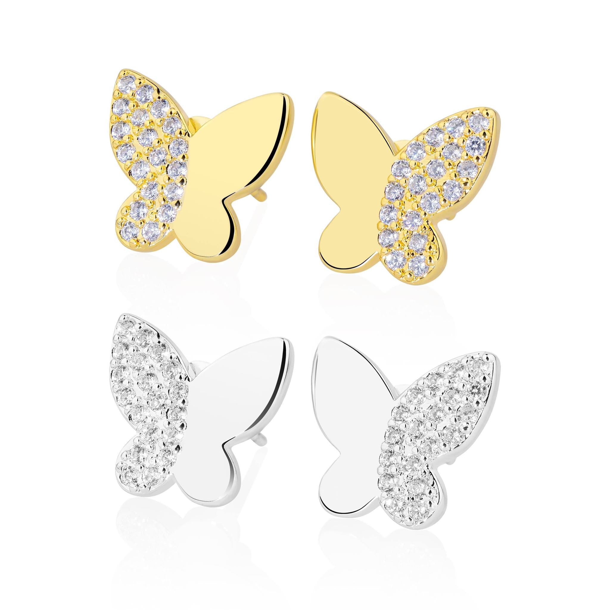 Dainty Butterfly Pavé Studs – MB Styles