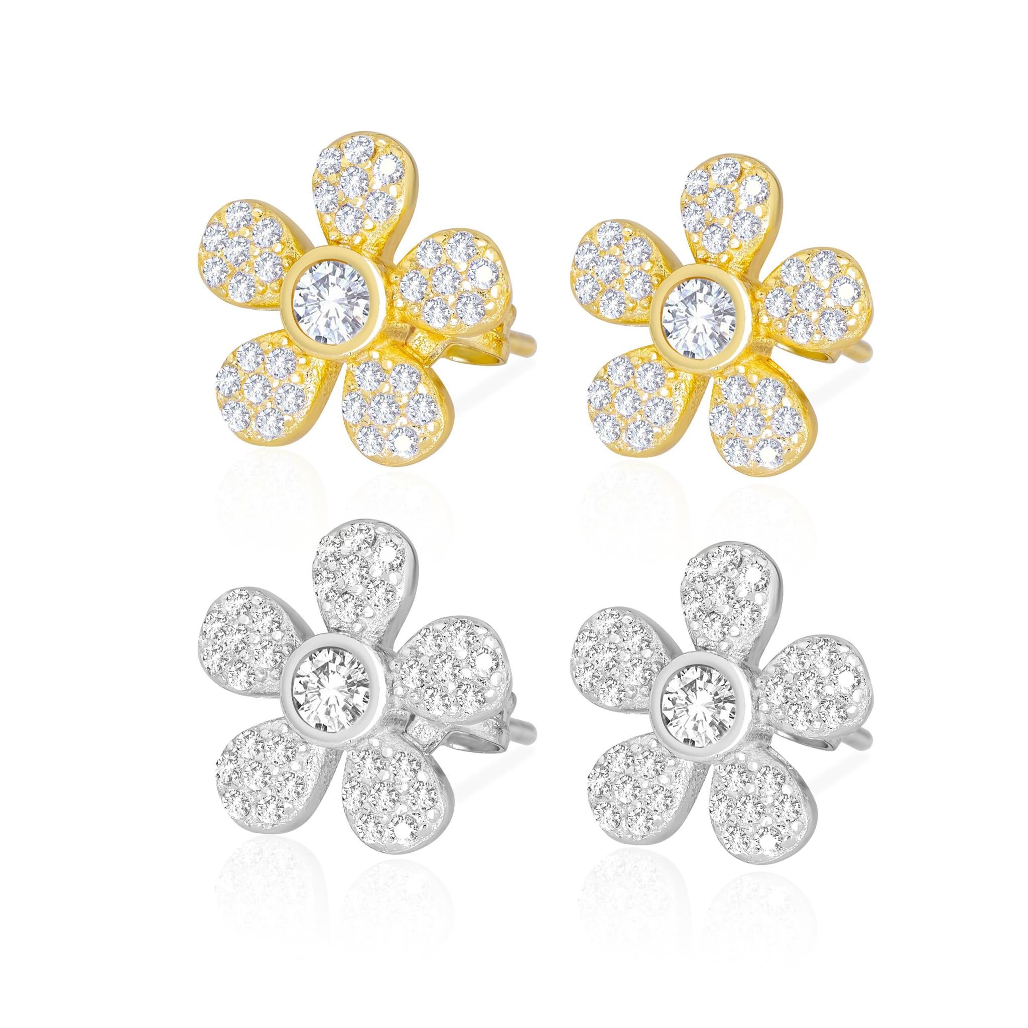Daisy Flower Pavé Studs – MB Styles